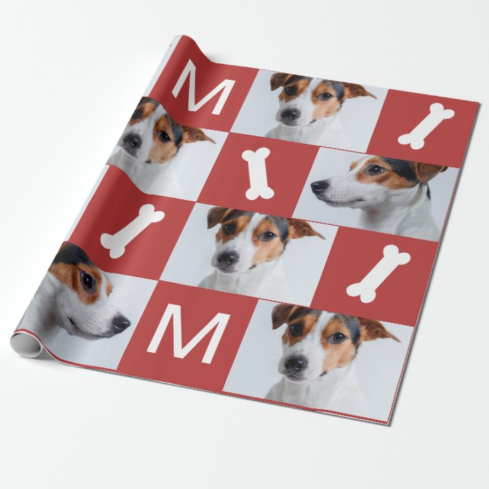 Festive Red Dog Bones Photo Collage Christmas Wrapping Paper | Zazzle.com