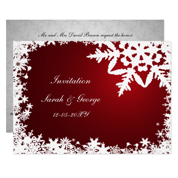 festive red elegant snowflakes winter wedding invitation | Zazzle.com