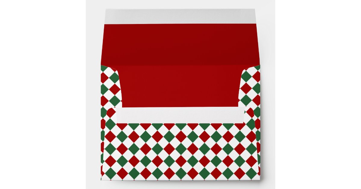 Festive Red Green Checked Pattern Envelope | Zazzle