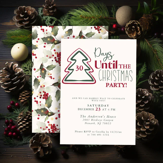 Festive Red Green Gold Christmas Party Invitation | Zazzle