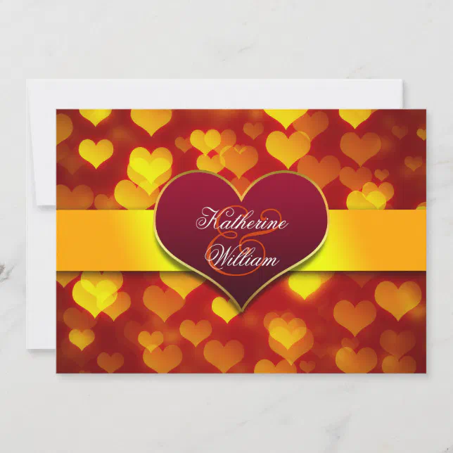 festive red heart engagement party invitations | Zazzle