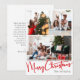 Festive Red Scrip Vertical 3 Photo Christmas Holiday Card | Zazzle