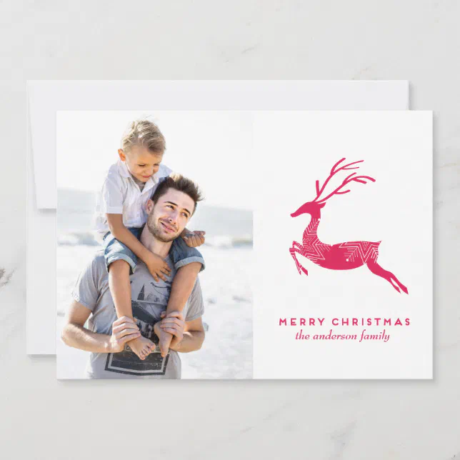 Festive Reindeer christmas photo card | Zazzle