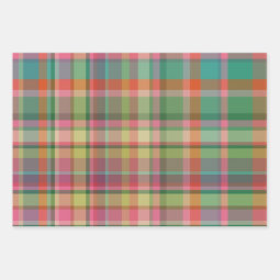Festive Retro Christmas Plaid Cute Preppy Holiday Wrapping Paper Sheets ...