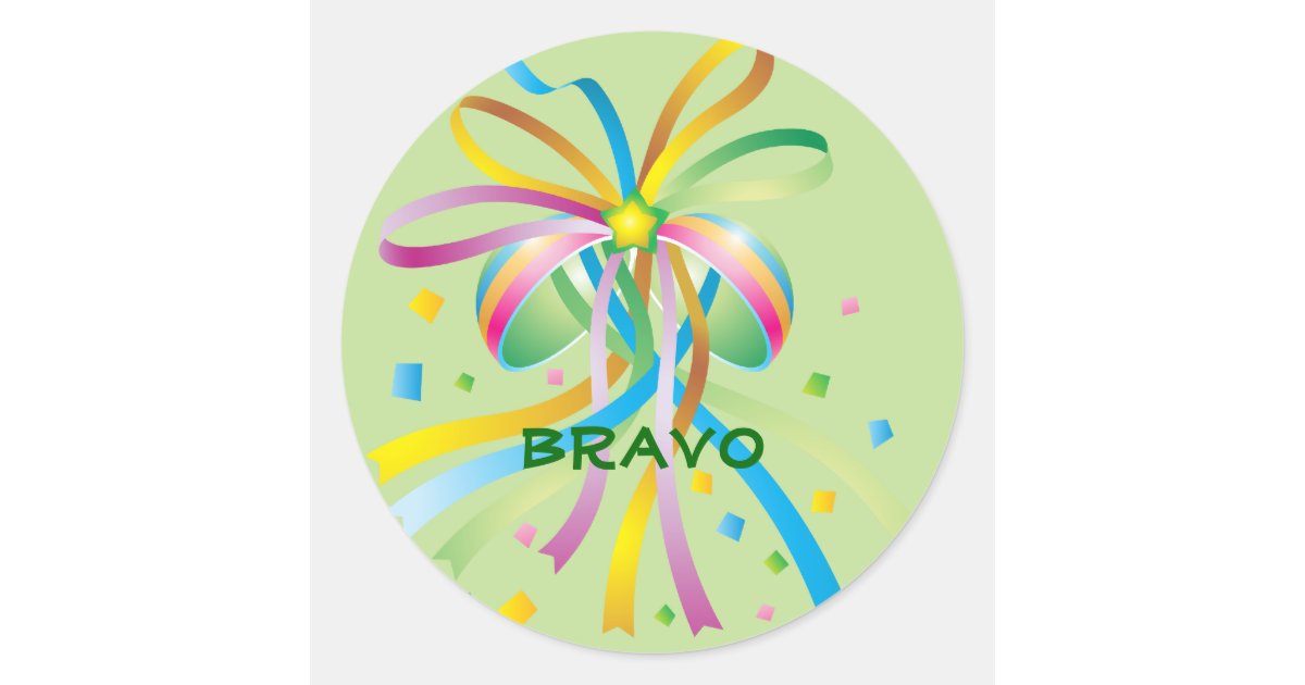 Festive Ribbon Bravo Sticker | Zazzle