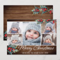 Festive Rustic Christmas 5 PHOTOS Greetings Holiday Card | Zazzle