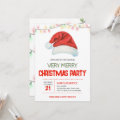 Festive Santa Hat Christmas Party Invitation | Zazzle
