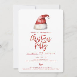 Festive Santa Hat Christmas Party Invitation | Zazzle
