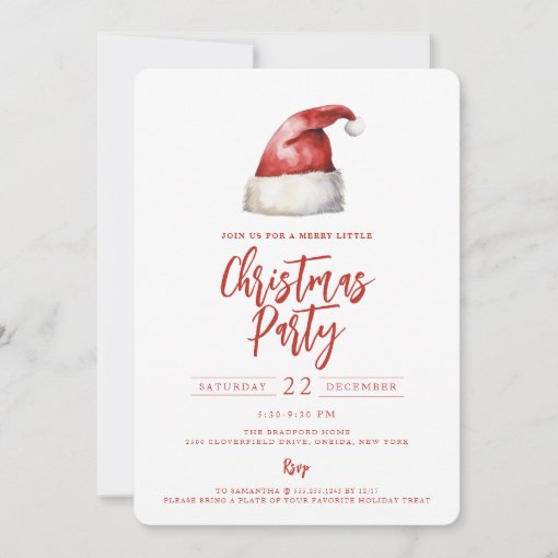 Festive Santa Hat Christmas Party Invitation | Zazzle