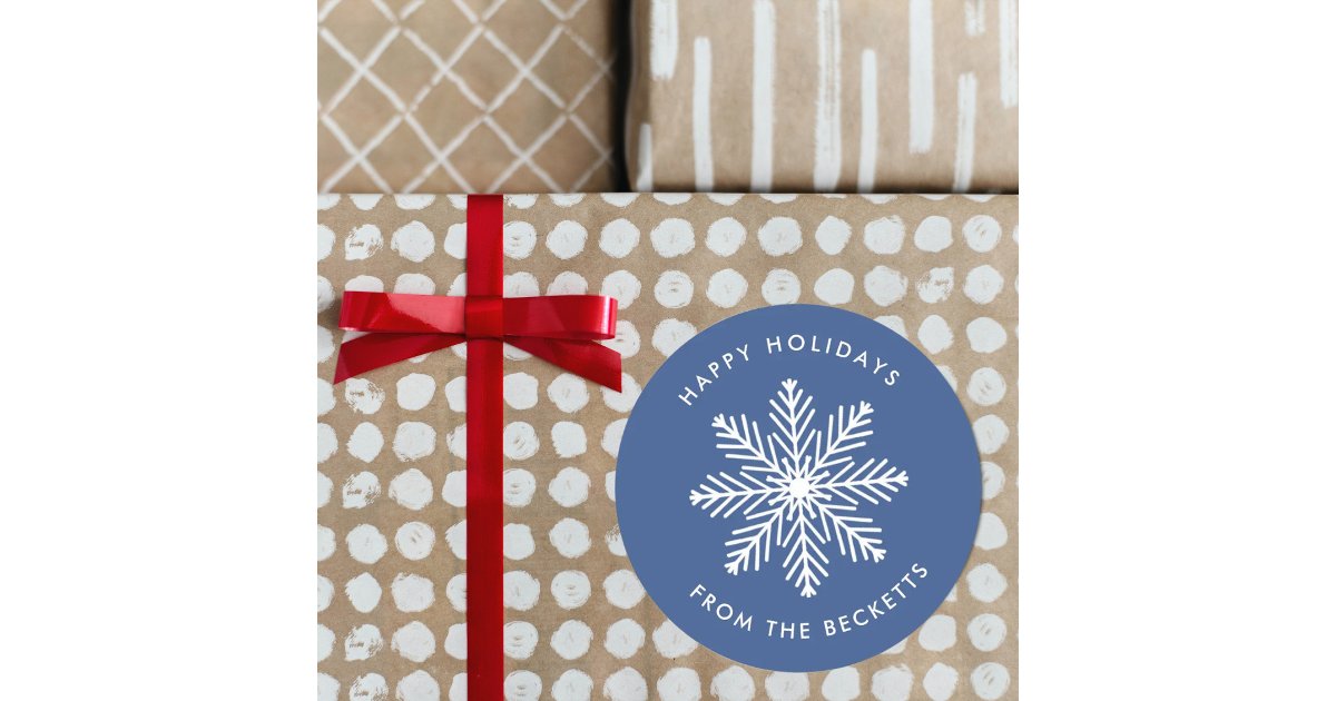 Festive Snowflake Christmas Holiday Classic Round Sticker | Zazzle