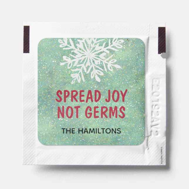 Festive "Spread Joy Not Germs" Custom Holiday Hand Sanitizer Packet ...
