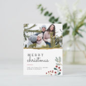 Festive Sprigs & Gold Rip | Merry Christmas Photo Postcard | Zazzle