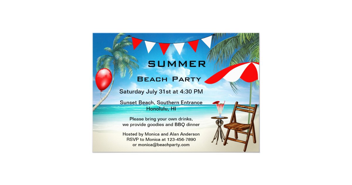 Festive Summer Beach Party Invitation | Zazzle.com