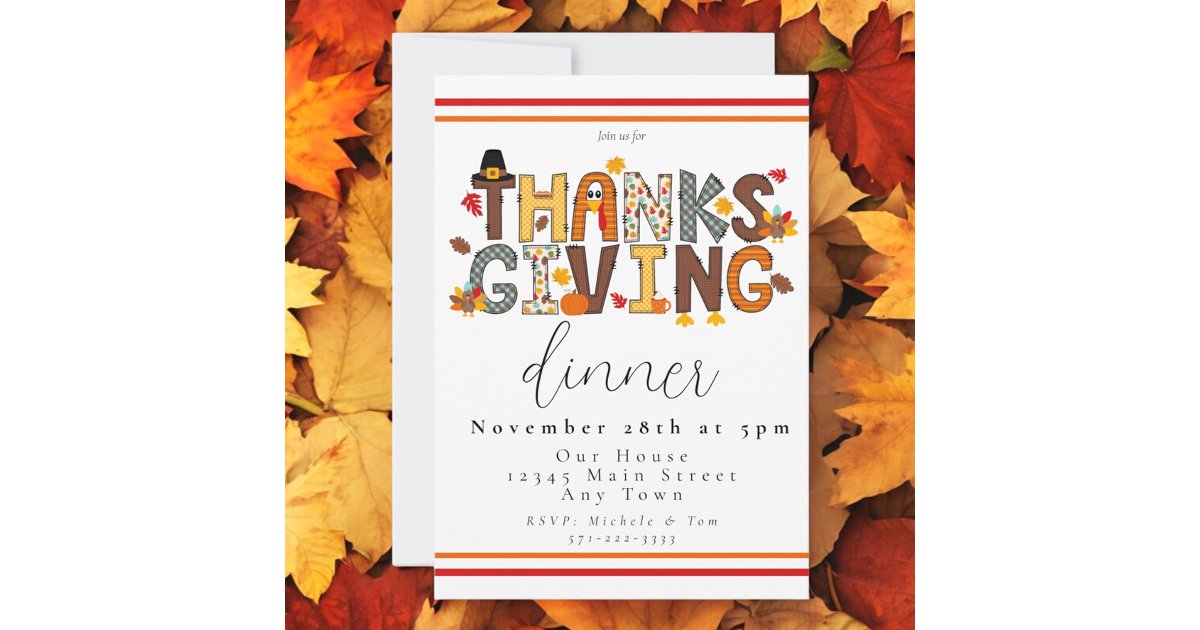 Festive Thanksgiving Theme Dinner Script Invitation | Zazzle