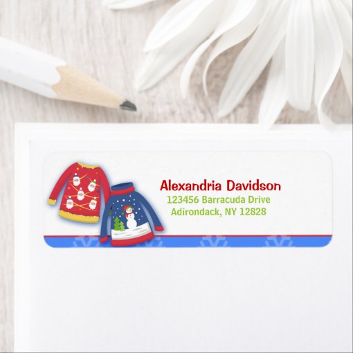 Festive Ugly Sweater Address Labels | Zazzle