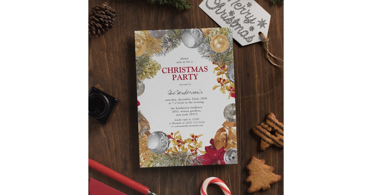 Festive Winter Christmas Party Invitation | Zazzle