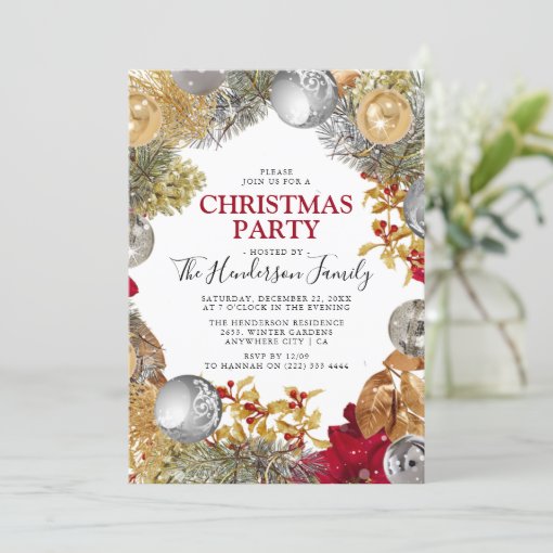 Festive Winter Christmas Party Invitation | Zazzle