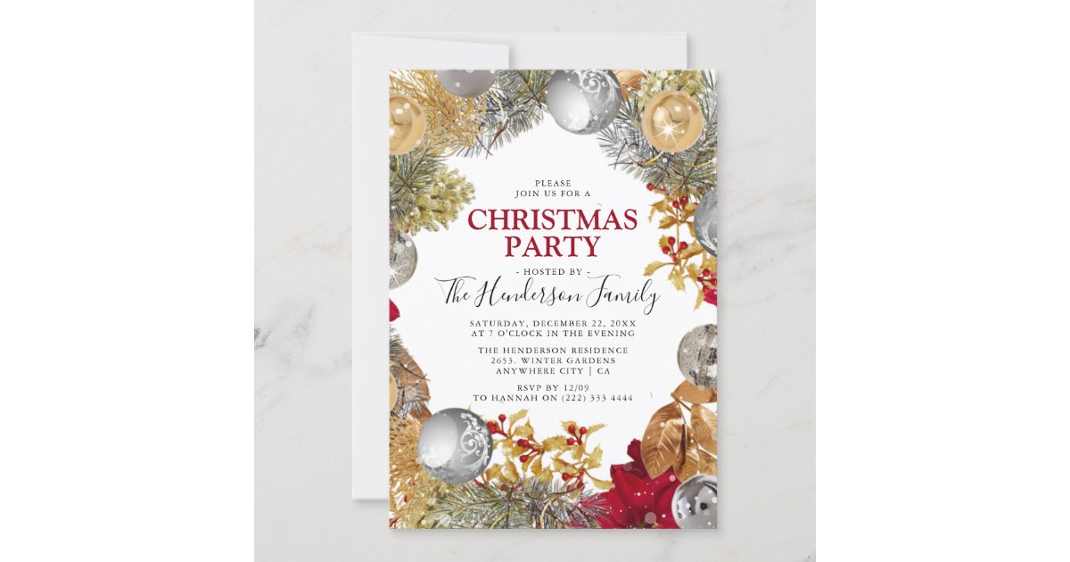 Festive Winter Christmas Party Invitation | Zazzle