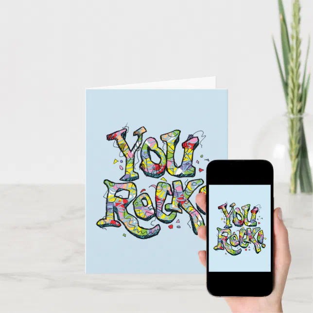 Festive "You Rock!" Lettering Note Card | Zazzle