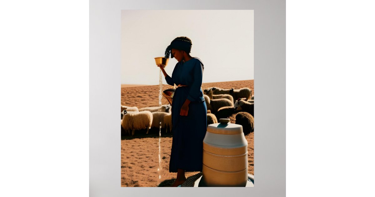 Fetching water at a well poster | Zazzle