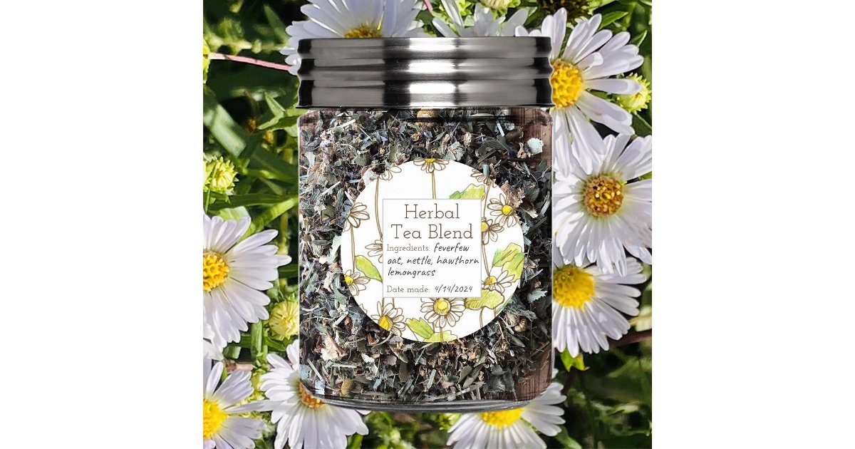 Feverfew Blank Herb Tea Blend Label Custom | Zazzle