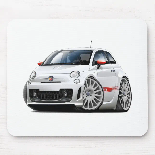 Fiat 500 Abarth White Car Mouse Pad | Zazzle