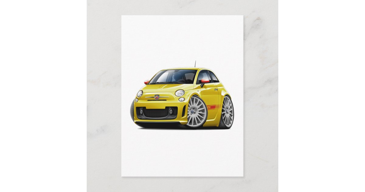 Fiat 500 Abarth Yellow Car Postcard | Zazzle
