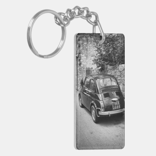FIAT 500 car in black and white Keychain | Zazzle