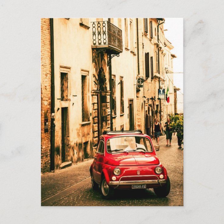 Fiat 500, Cinquecento in Italy Postcard | Zazzle