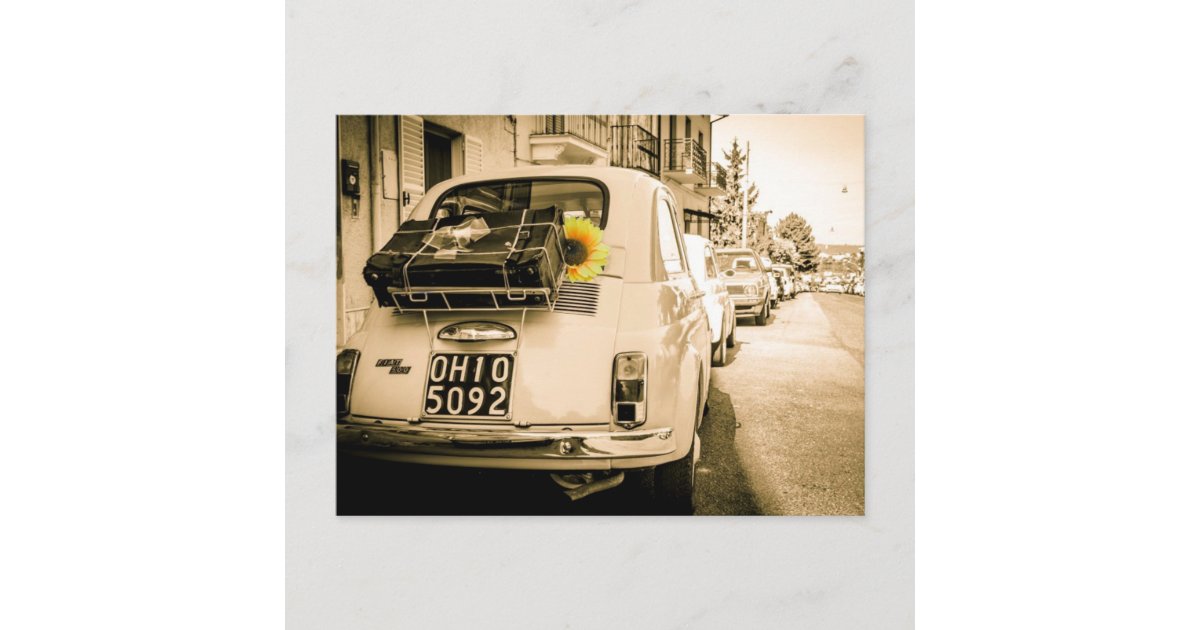 Fiat 500, Cinquecento in Italy Postcard | Zazzle