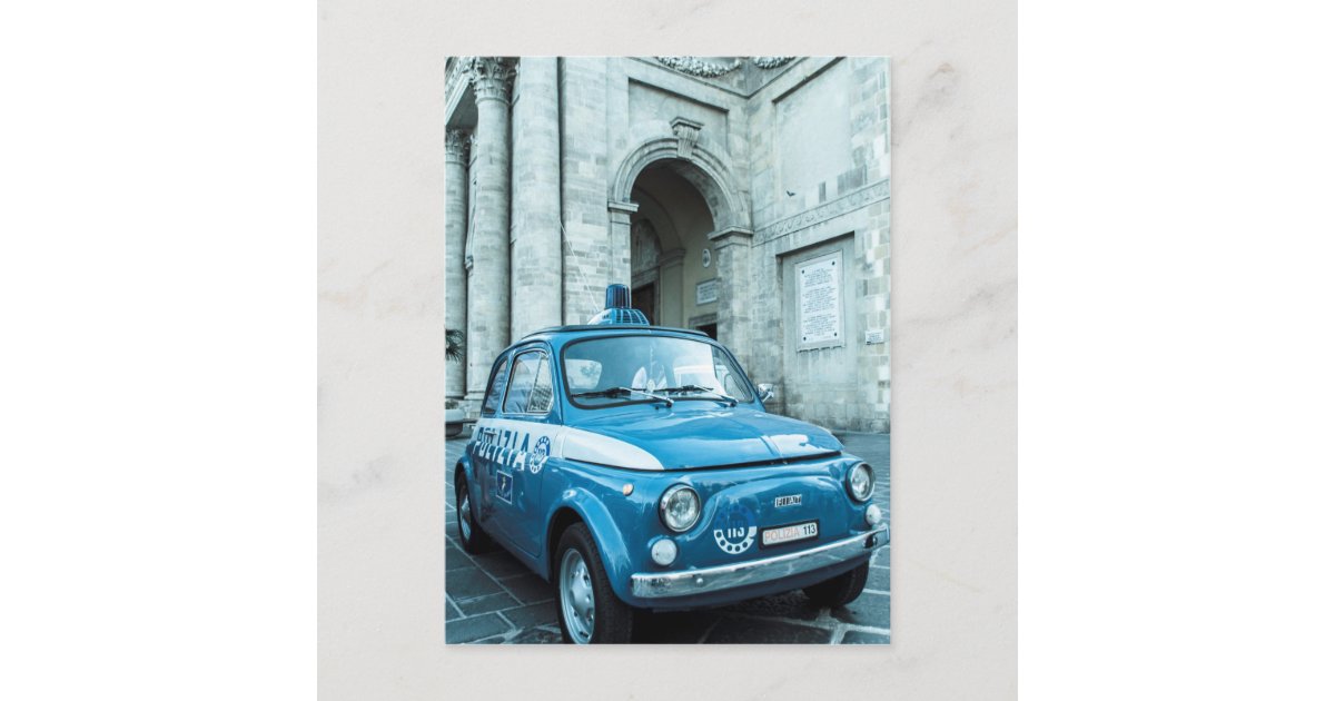 Fiat 500 Police car in Italy Postcard | Zazzle