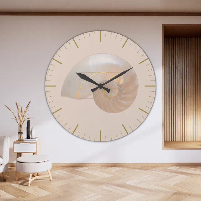 Fibonacci Golden Ration Sacred Geometry Art Large Large Clock | Zazzle