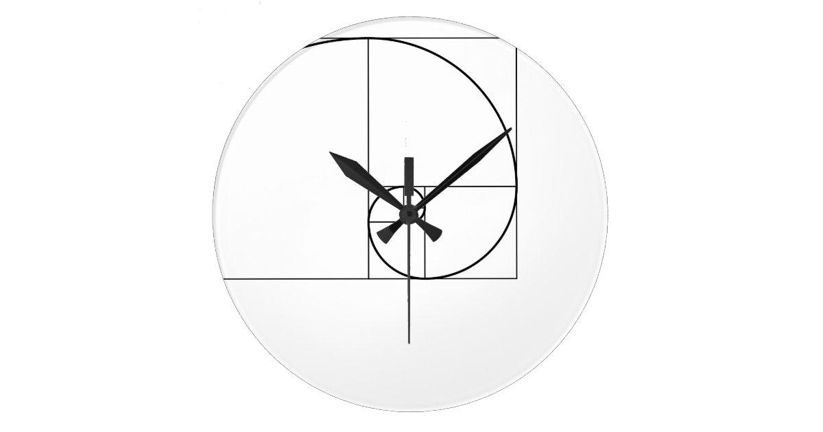 Fibonacci Spiral Golden Ratio Large Clock | Zazzle.com