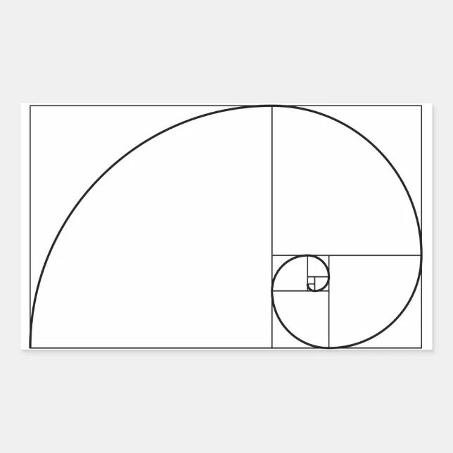 Fibonacci Spiral Golden Ratio Rectangular Sticker | Zazzle