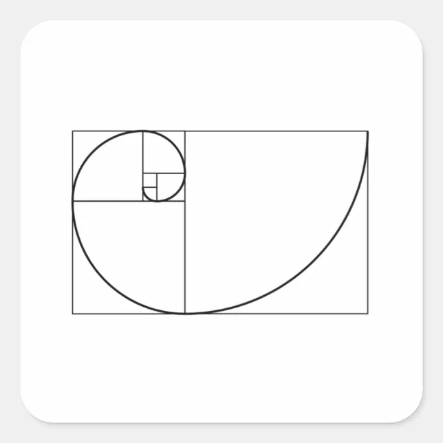 Fibonacci Spiral Golden Section Geometry Square Sticker | Zazzle