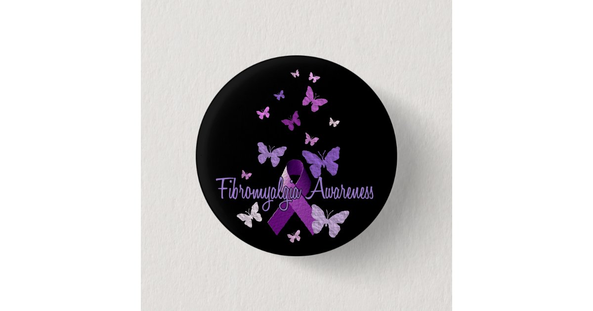 Fibromyalgia Awareness (ribbon & butterflies) Button | Zazzle