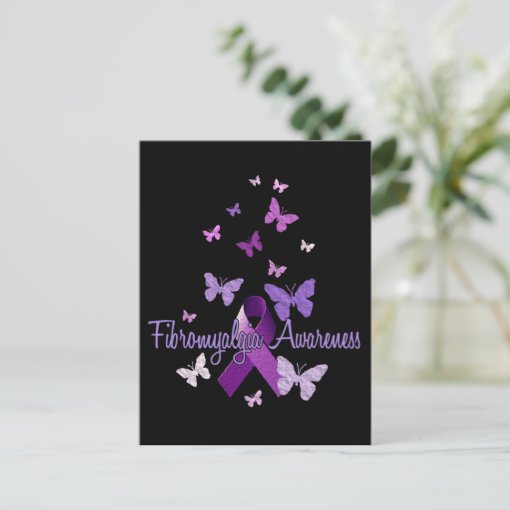 Fibromyalgia Awareness (ribbon & butterflies) Postcard | Zazzle
