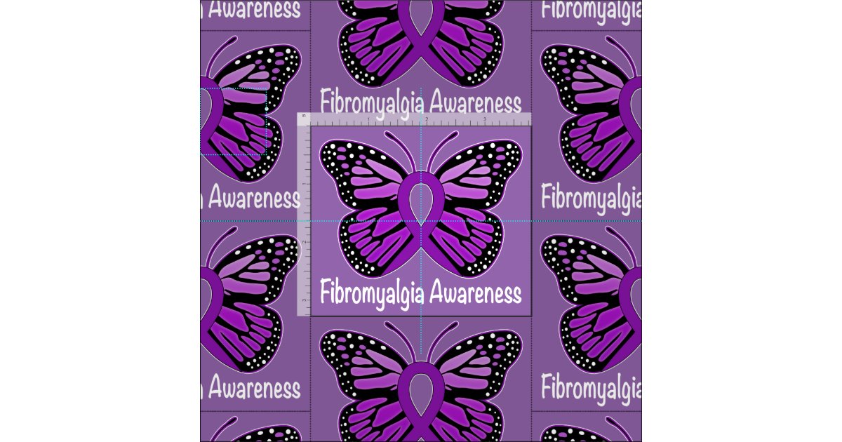Fibromyalgia Butterfly Awareness Ribbon Fabric | Zazzle