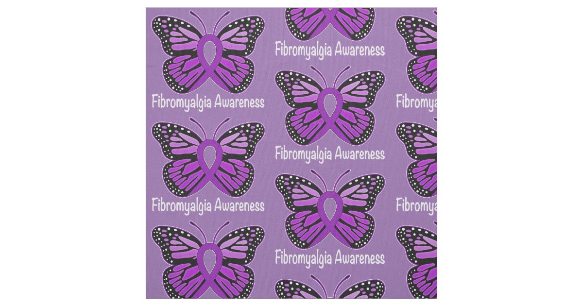 Fibromyalgia Butterfly Awareness Ribbon Fabric | Zazzle