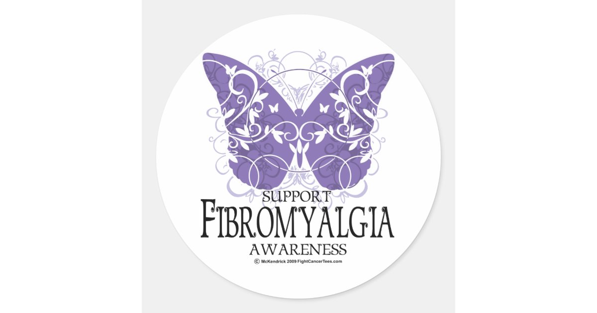 Fibromyalgia Butterfly Classic Round Sticker | Zazzle