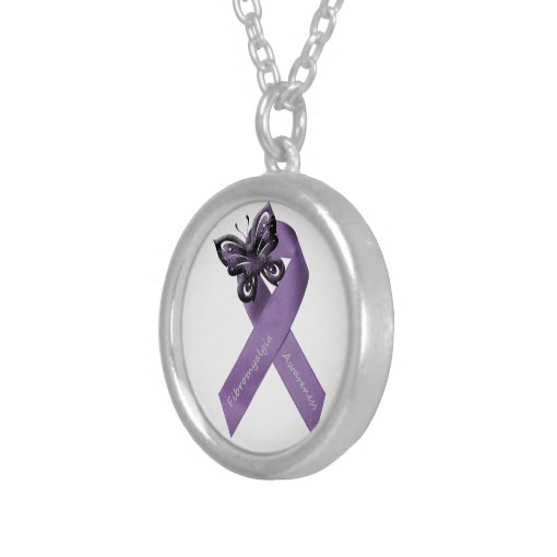 Fibromyalgia Butterfly Ribbon Necklace | Zazzle