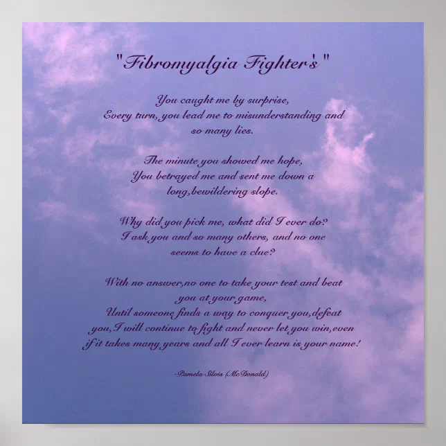 " Fibromyalgia Fighter's", Poem Poster | Zazzle