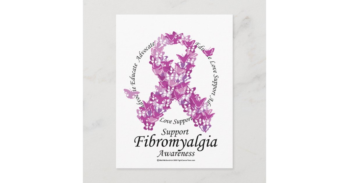 Fibromyalgia Ribbon of Butterflies Postcard | Zazzle