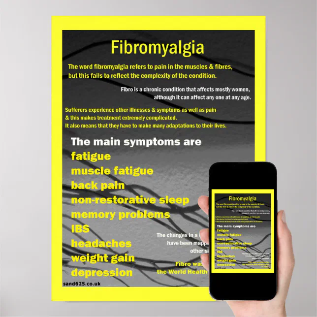 fibromyalgia symptoms poster | Zazzle