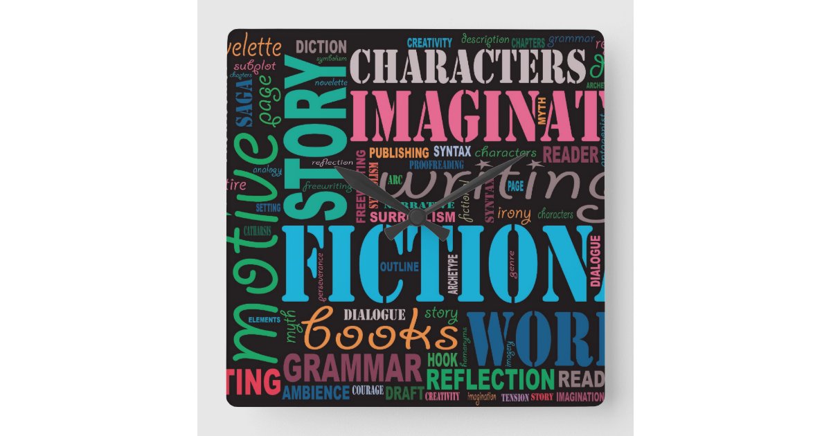 Fiction Writer's Word Art Clock | Zazzle