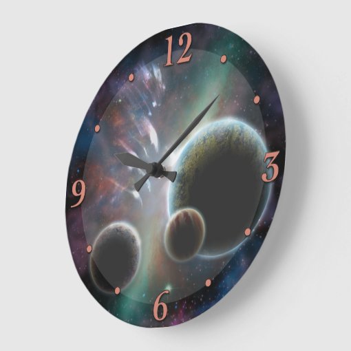 Fictional Space Scene Planets Astronomy Clock | Zazzle