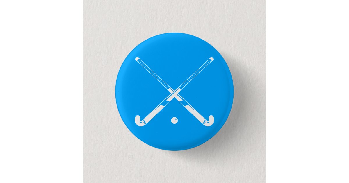 Field Hockey Silhouette Button Blue | Zazzle