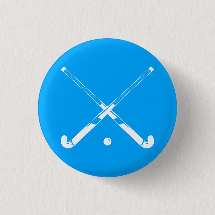 Field Hockey Silhouette Button Blue | Zazzle