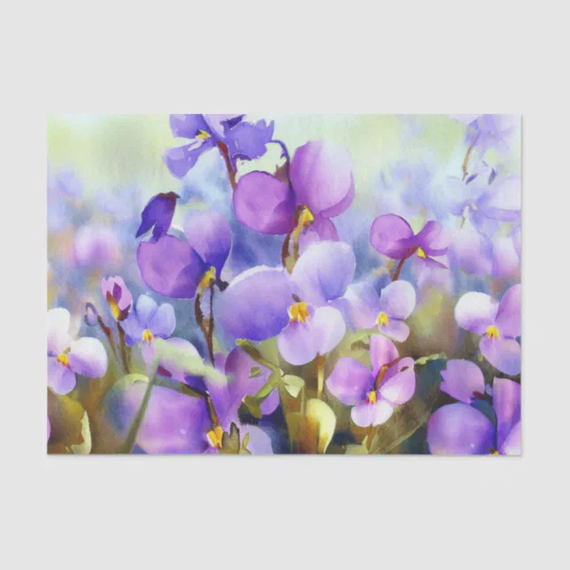 Field of Flowers-Violet (A) Watercolor Tissue Paper | Zazzle