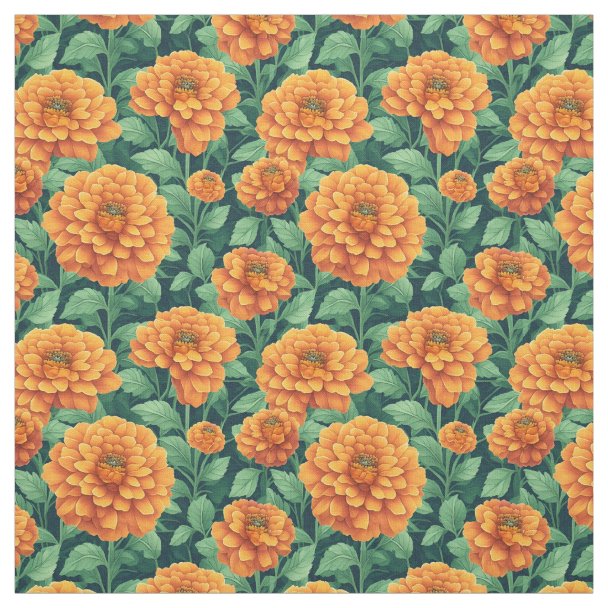 Marigold Flower Pattern Fabric | Zazzle